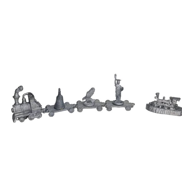 Accents | Vintage Pewter Train Set With Landmarks Liberty Bell Statue ...